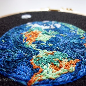 Blue Planet, Earth, Hand Embroidery - Etsy