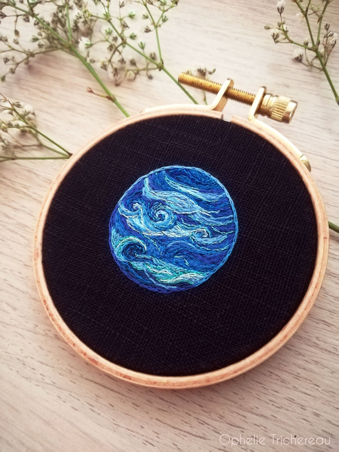 Neptune, Hand Embroidery, Tiny Planet - Etsy