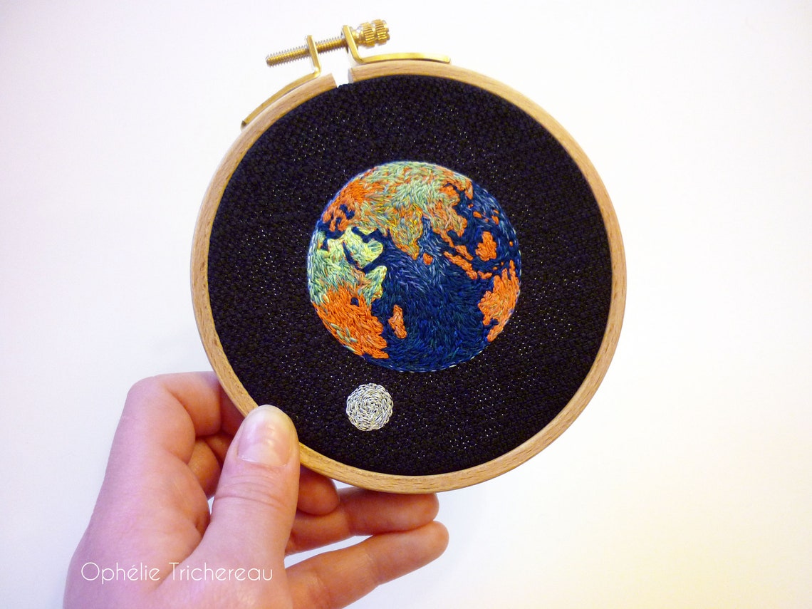 Earth Planet Hand Embroidery - Etsy