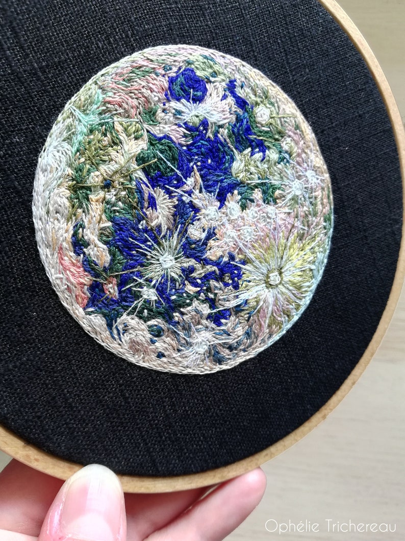 Moon Hand Embroidery // Lune Broderie à La Main - Etsy UK