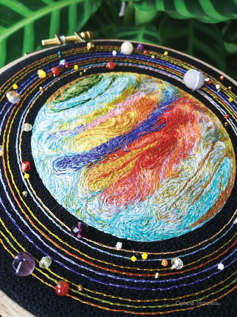 Art embroidery planet Saturn //Embroidery Saturn planet// | Etsy