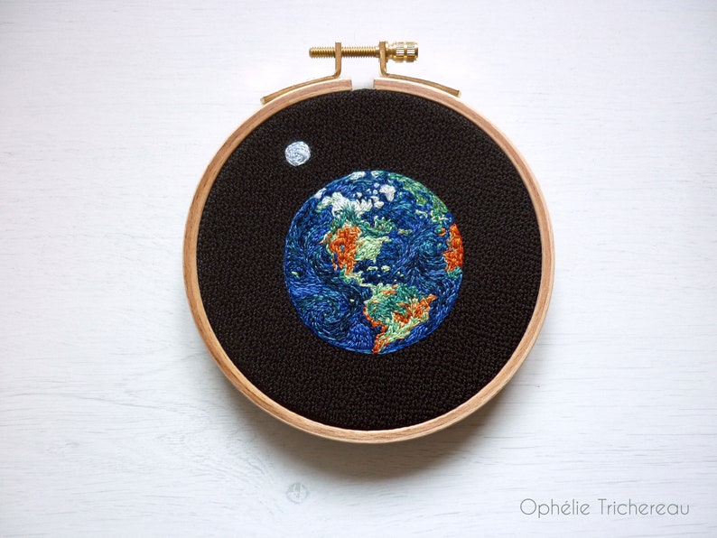 Blue Planet Earth Hand Embroidery // Planète Bleue La - Etsy