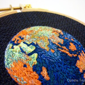 Earth Planet, Hand Embroidery - Etsy