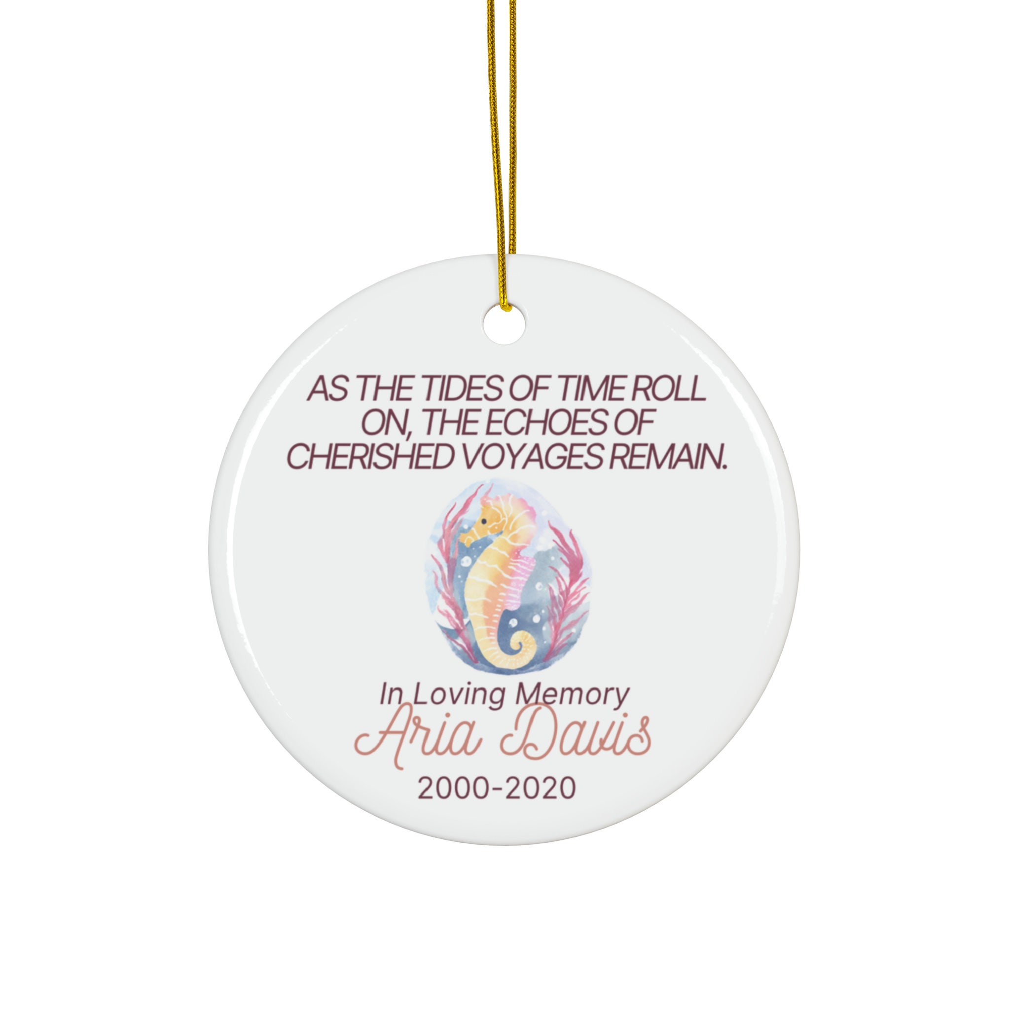 Personalized Memorial Keepsake Sealife Sea Shells Seahorse Blue Marlin ...