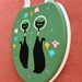 NEW Wood Toilet Seat Atomic Black Space Cats Olive Green Elongated Seat ...