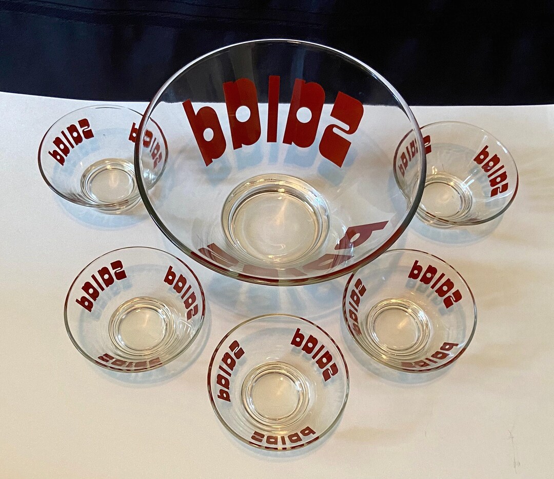 Vintage Wheaton Salad Bowl Set Wheaton Glass 1970s 6 Pcs Set Very Nice ...