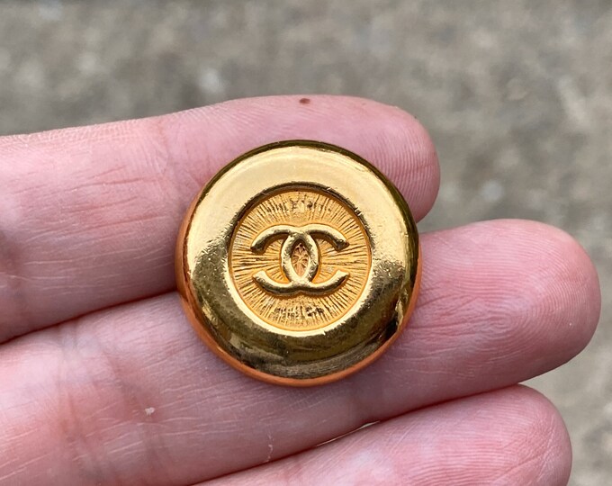 Vintage Chanel CC Logo Gold Sunburst 22mm Stamped Button - Etsy