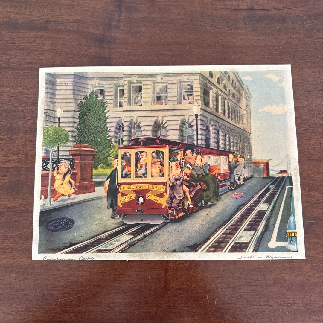 Vintage 1944 Justin Murray California Cable Car Signed Lithograph - Etsy