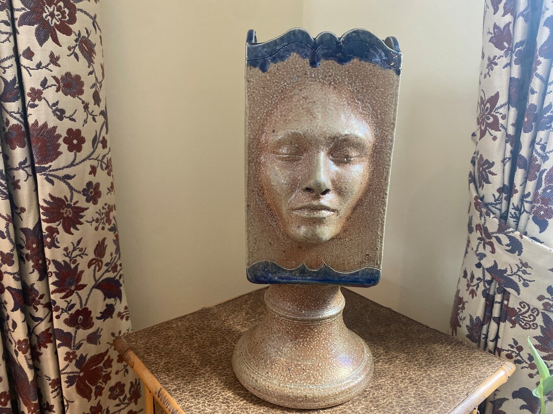 Studio Pottery Faces Stoneware Monumental Vase - Etsy