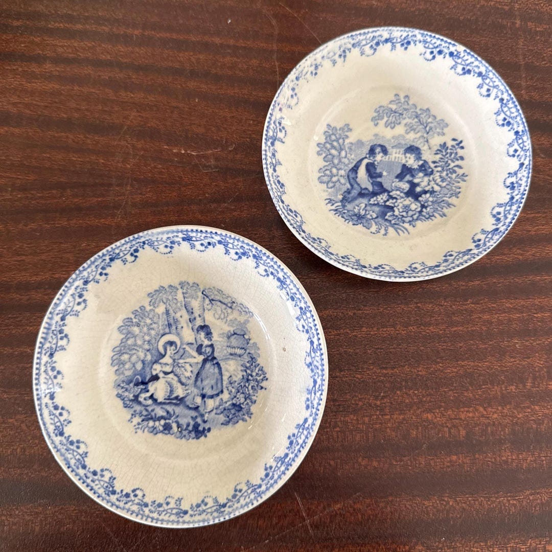 Early 19th C English Blue White Transferware Children Saucers a Pair - Etsy