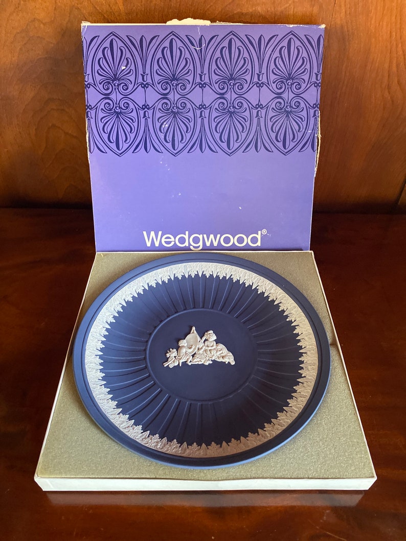Wedgwood Portland Blue Jasperware Cake Plate | Etsy