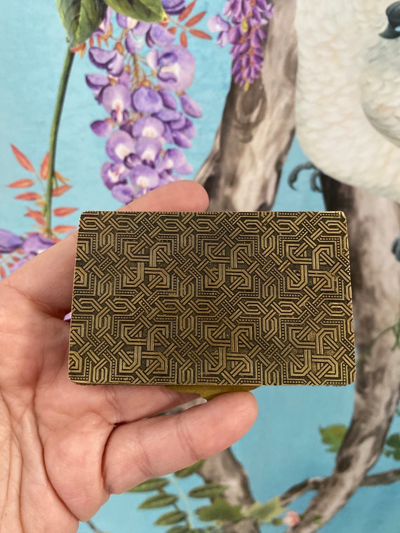 Antique French Fleur de Lis Hand Painted Brass Box - Gem