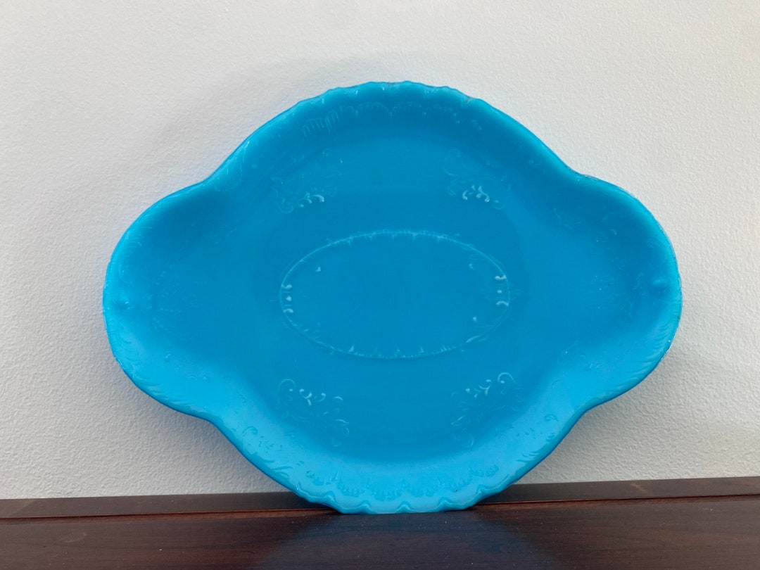 Antique Eapg Blue Milk Glass Vanity Tray Etsy