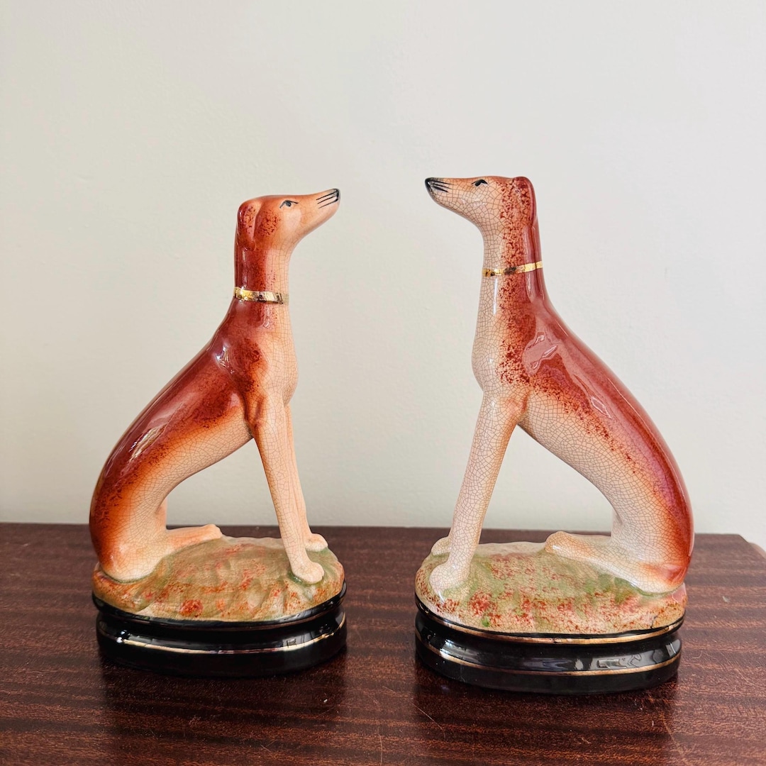 Fitz & Floyd Sable Brown Whippet Dog Statues a Pair - Etsy