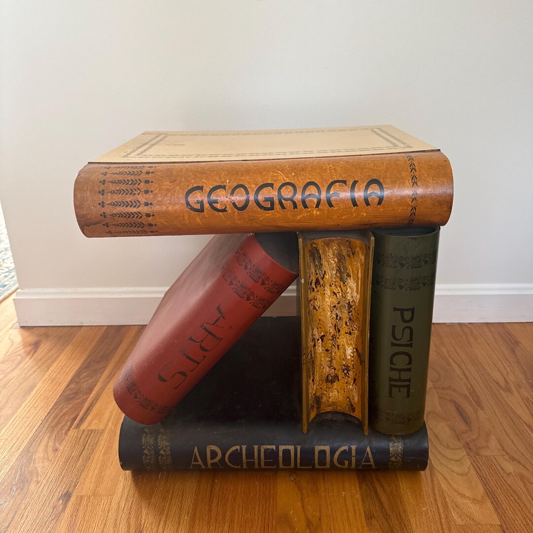 Vintage Italian Tole Book Stack Accent Table - Etsy