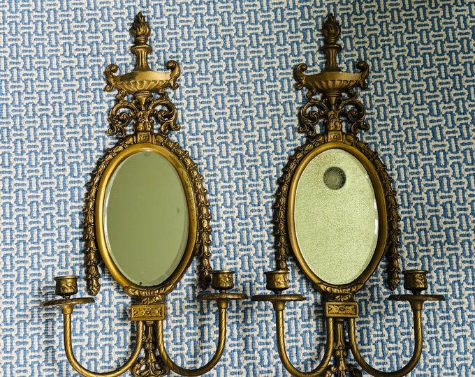 Vintage Glomar Brass Candlestick Holders Wall Mount a Pair RESERVED 8/ ...