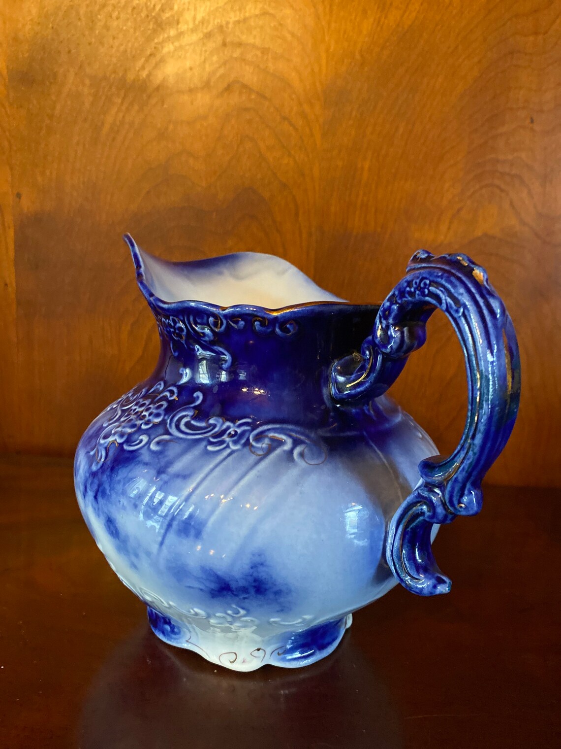 Antique La Belle China Wheeling Pottery Flow Blue Pitcher | Etsy