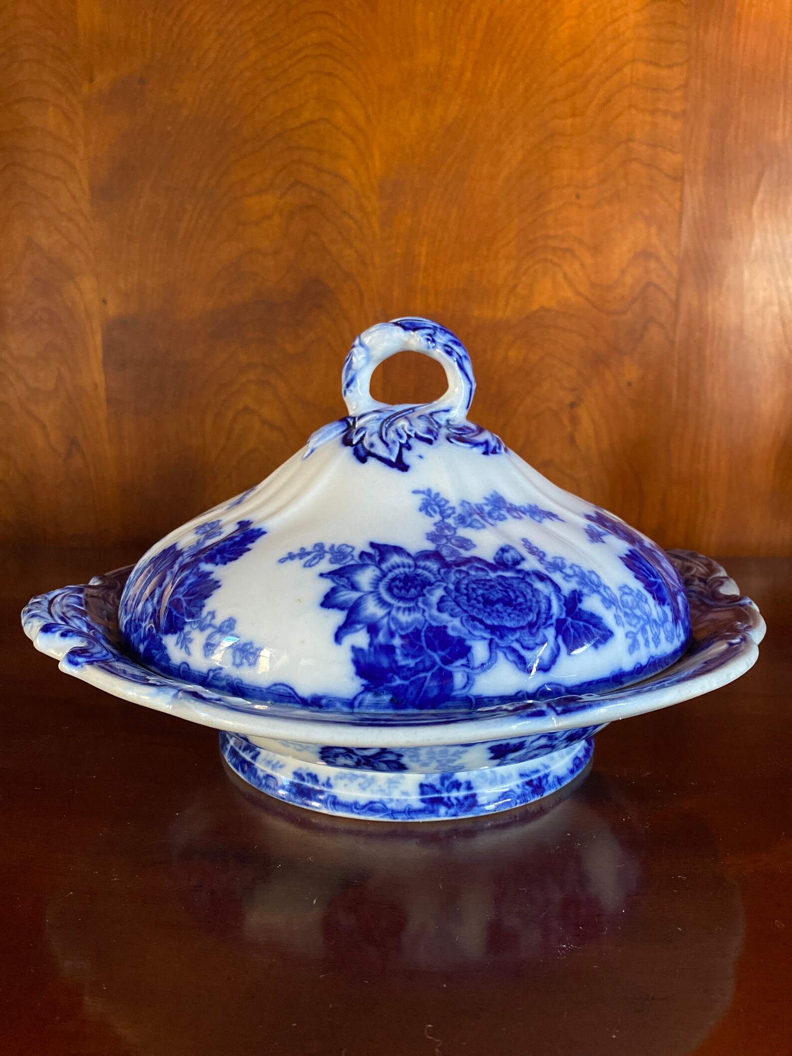 Cauldon England Flow Blue Messina Serving Bowl with Lid c 1845 | Etsy