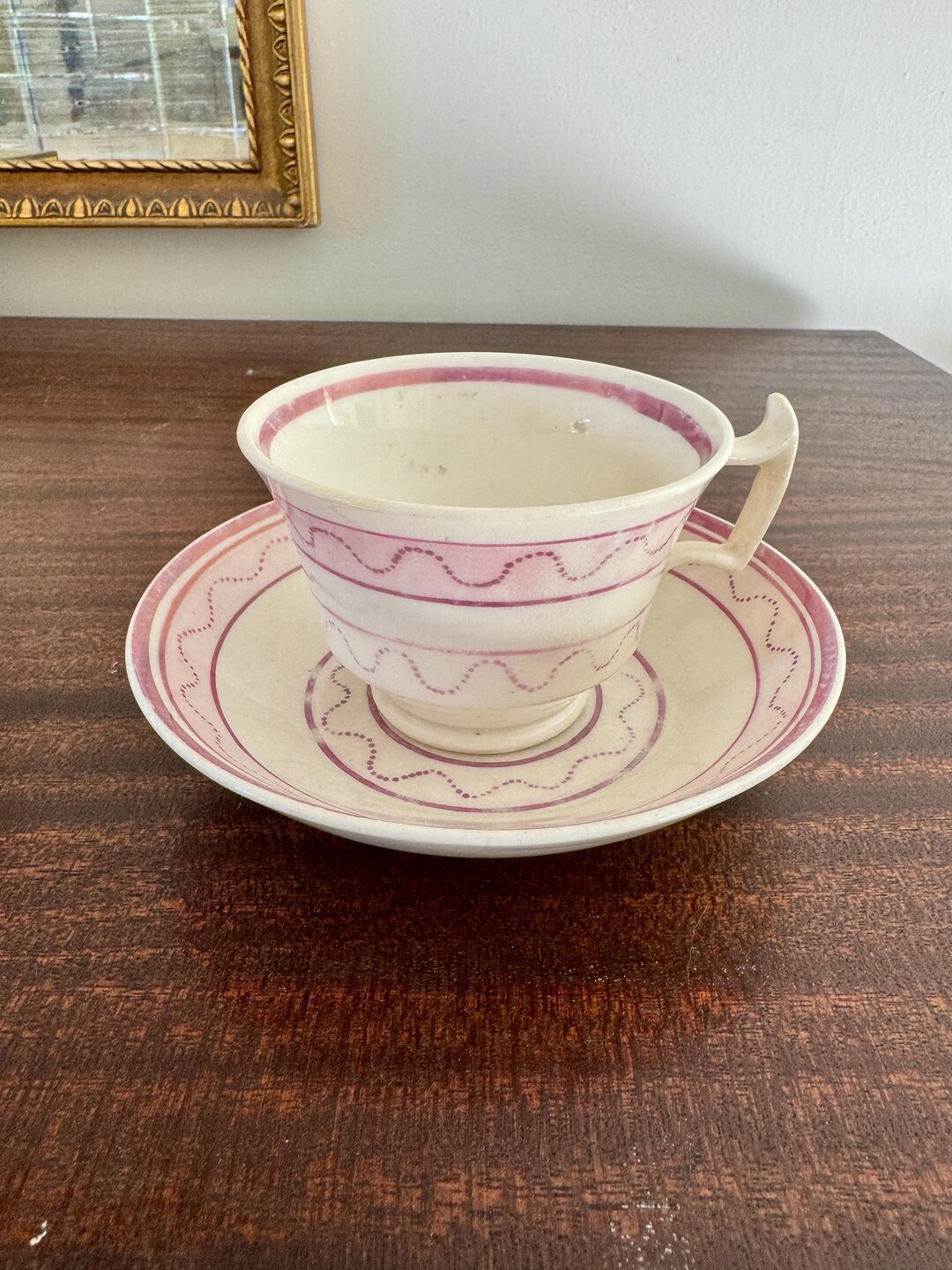 19th Century English Pink Lustreware Tea Cup and Saucer - Etsy