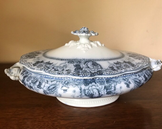 Johnson Brow Flow Blue Montana Oval Vegetable Dish With Lid C - Etsy