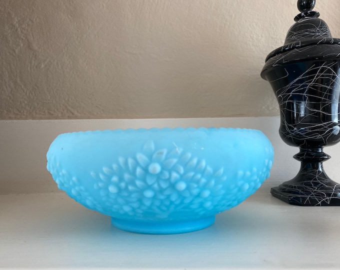 Fenton Orange Tree Cherry Chain Blue Satin Glass Centerpiece Bowl - Etsy