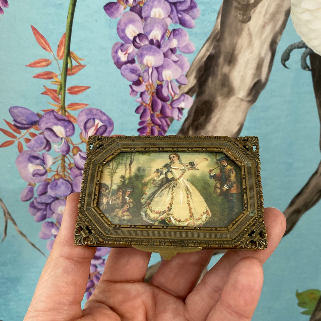 Antique French Fleur De Lis Hand Painted Brass Box - Etsy