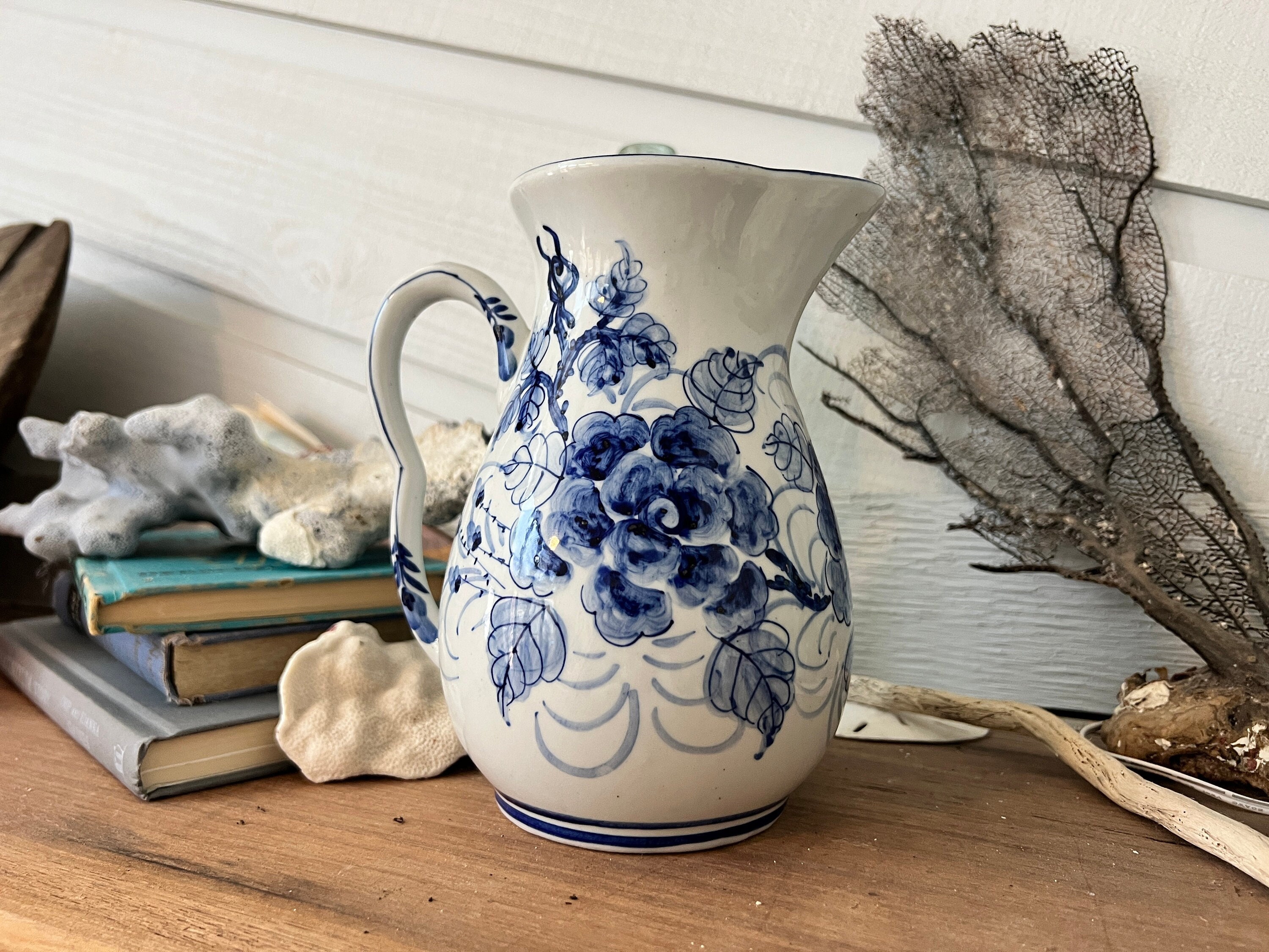 Adorable Vintage Ceramic Floral Pitcher or Vase - Etsy