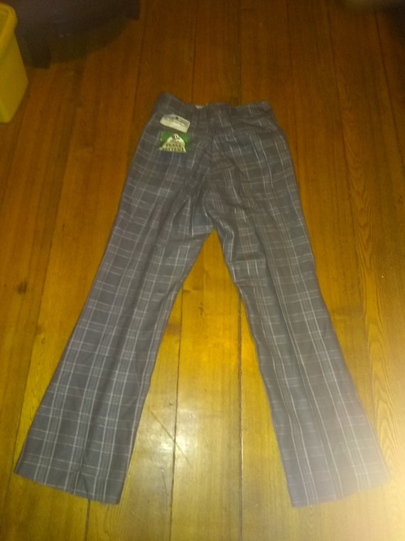 1970 plaid Vintage deadstock disco men jean USA pant … - Gem