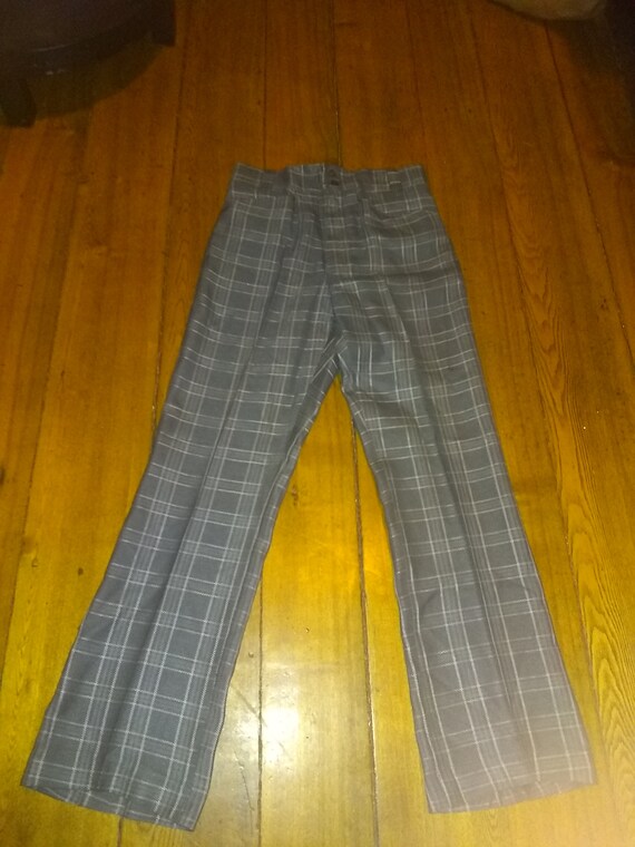 1970 plaid Vintage deadstock disco men jean USA pant … - Gem