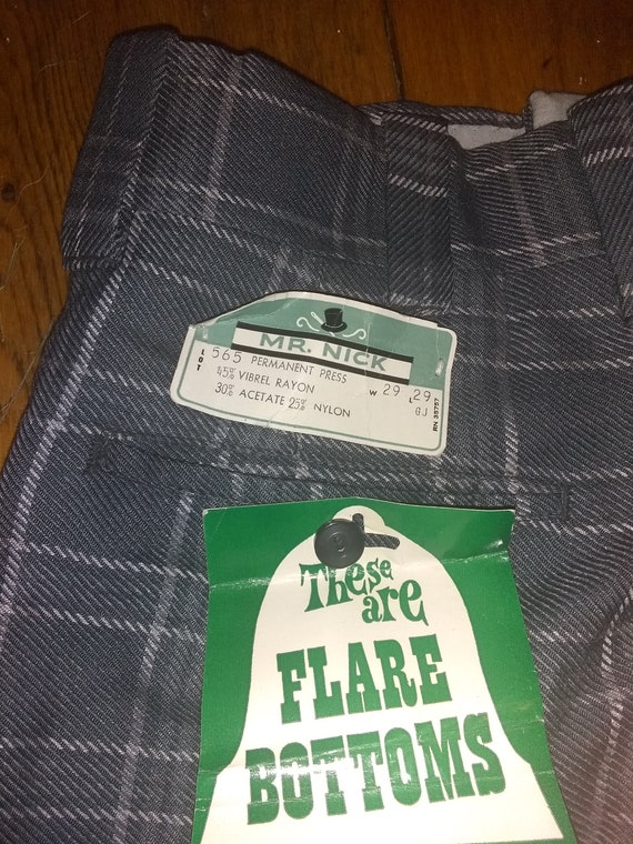 1970 plaid Vintage deadstock disco men jean USA pant … - Gem