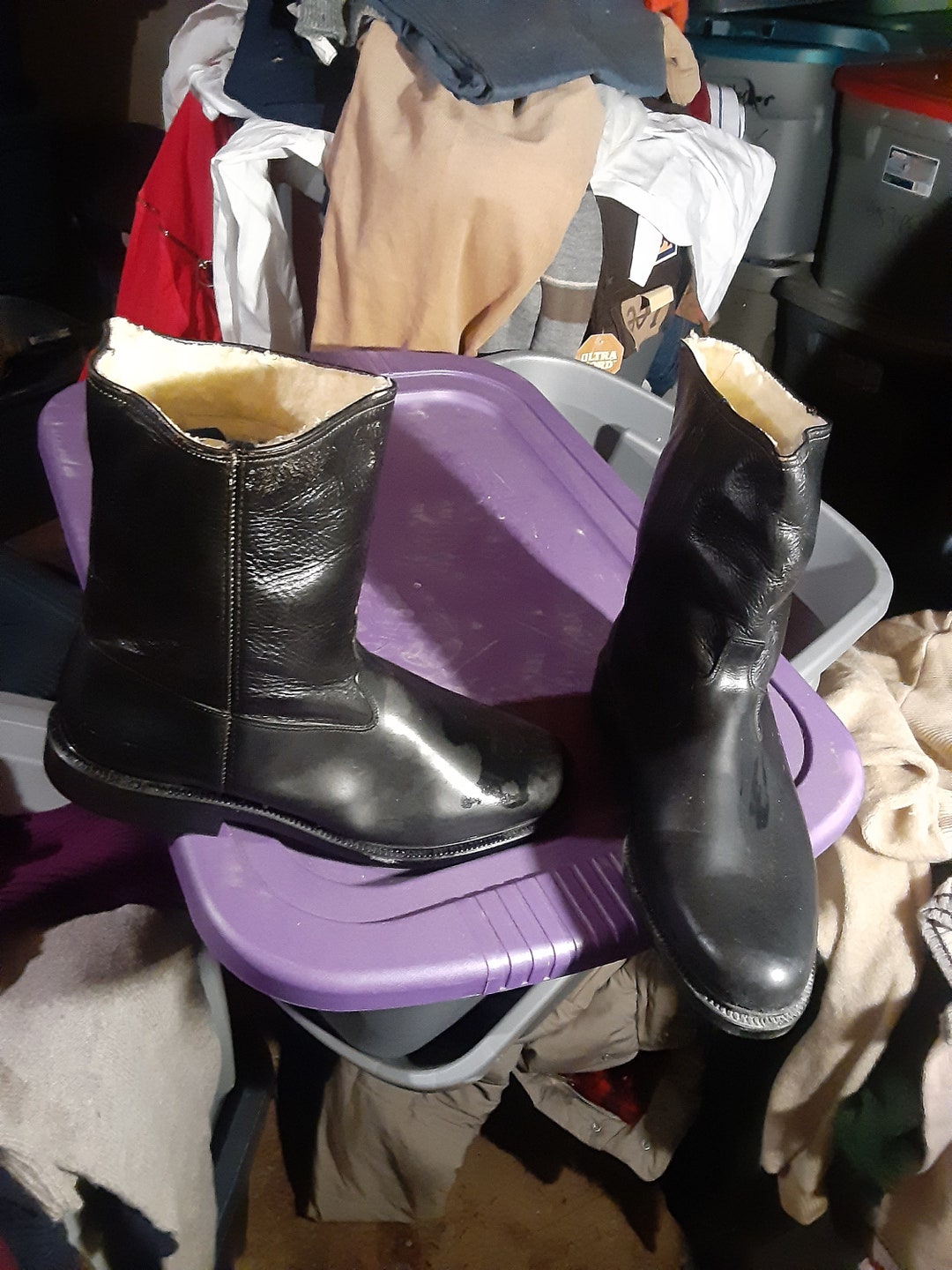 Deadstock Nos Vintage Peco Boot Leather Shoe USA Fur Line Motorcycle ...