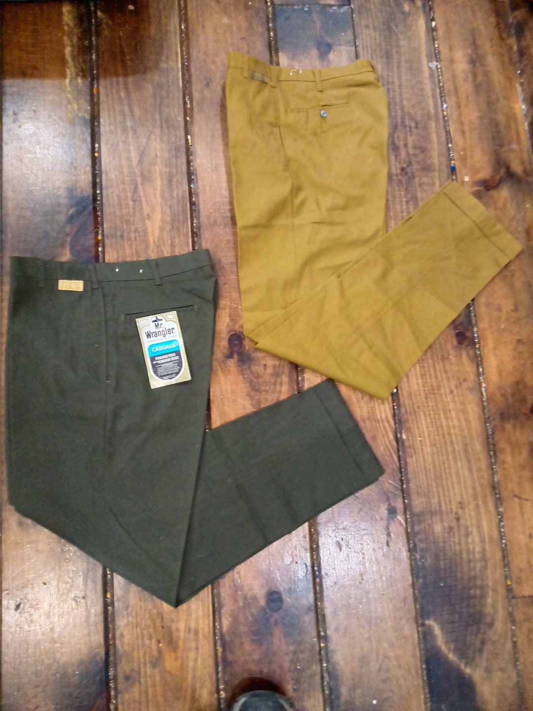 Mr Wrangler Deadstock Vintage Peg Leg Slim Fit 1950 Flat Front Pant Men ...