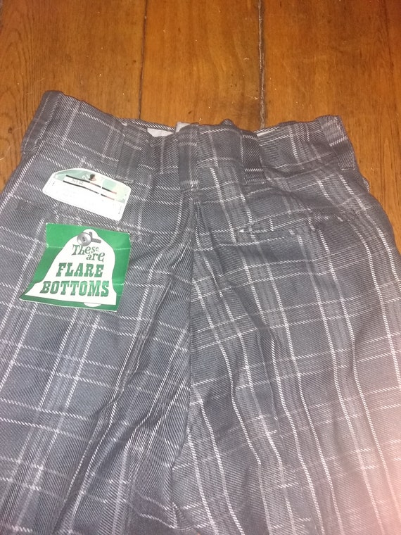 1970 plaid Vintage deadstock disco men jean USA pant … - Gem