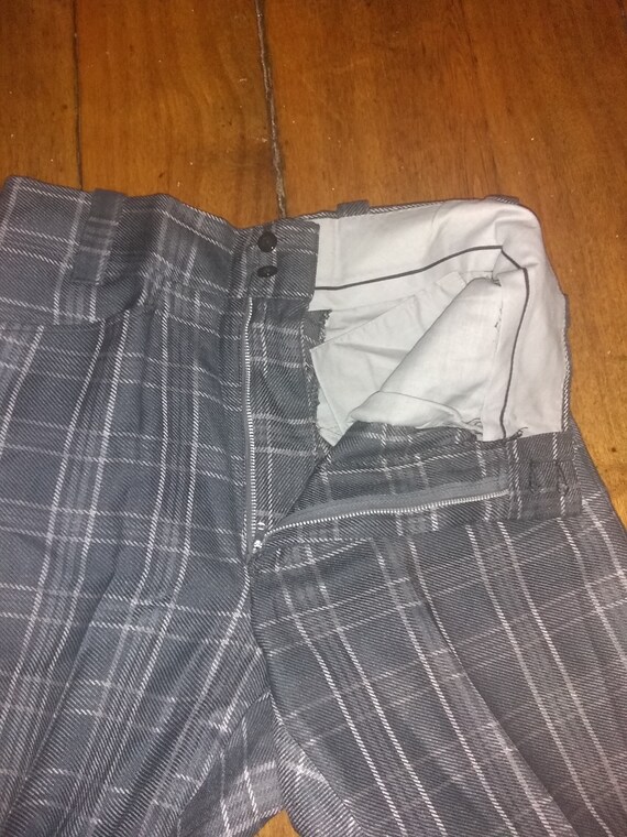 1970 plaid Vintage deadstock disco men jean USA pant … - Gem
