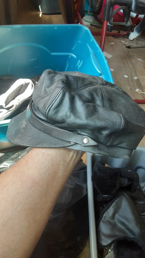 Deadstock Vintage Leather Hat Bando Biker Motorcycle Gangster - Etsy