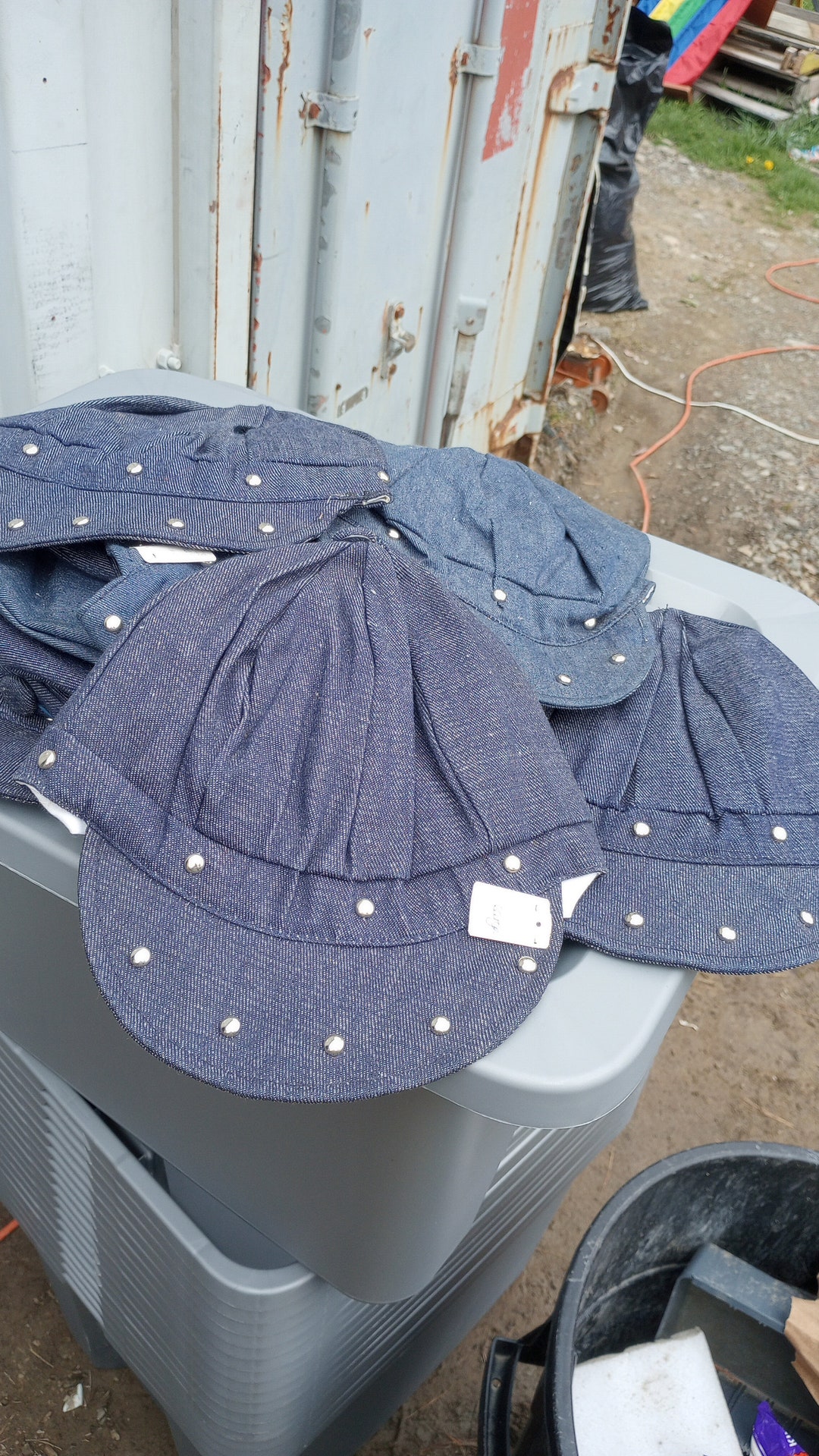 6 1970s All Cotton Studded Denim Pimp Disco Hippie Hats Made in USA Men ...