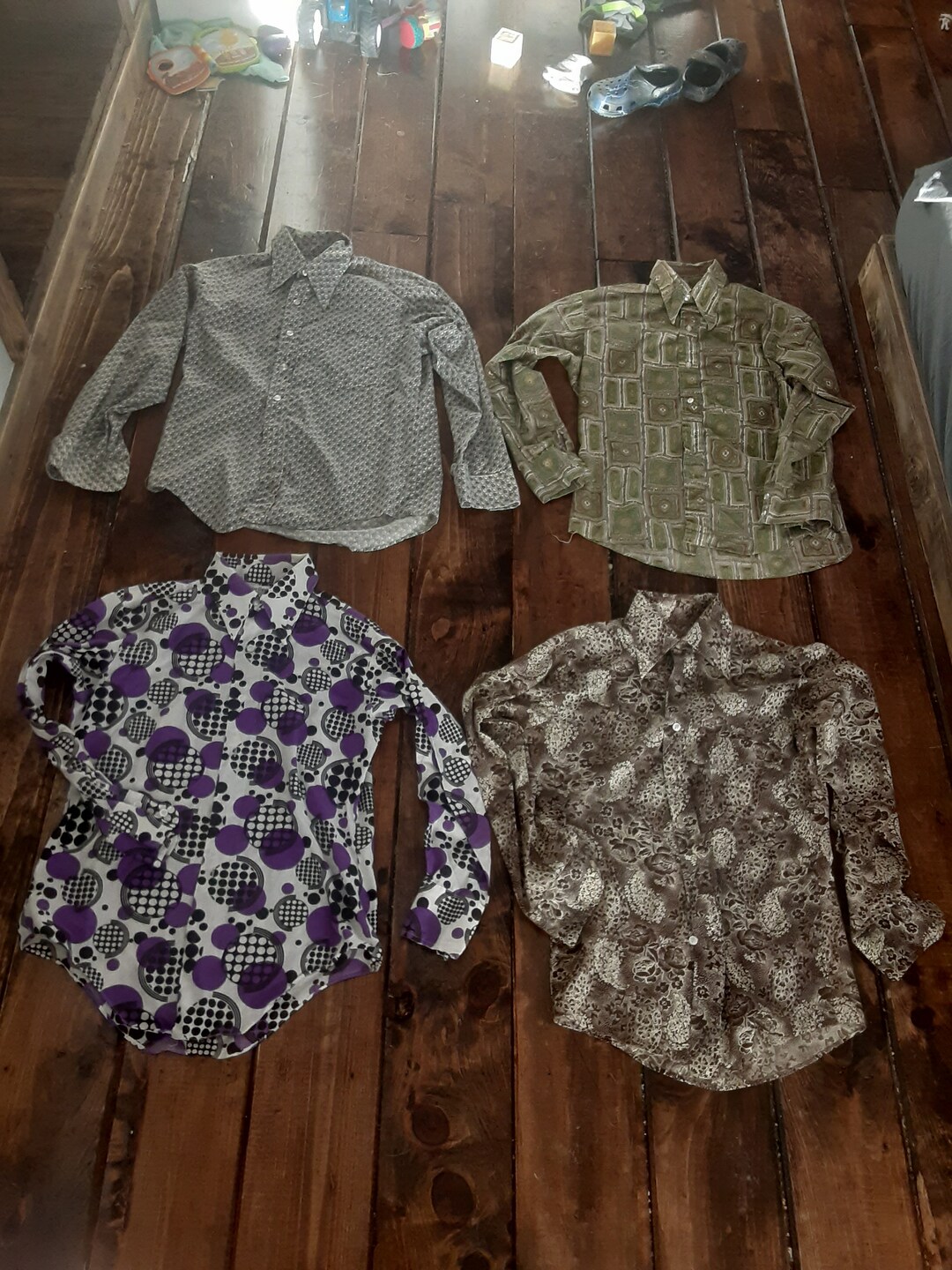 Vintage Perm Press 1970 Disco Pattern Shirt Long Sleeve Men Medium Pick ...