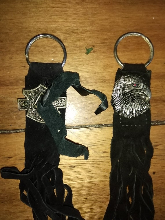 Vintage deadstock motorcycle key chains suede leather… - Gem