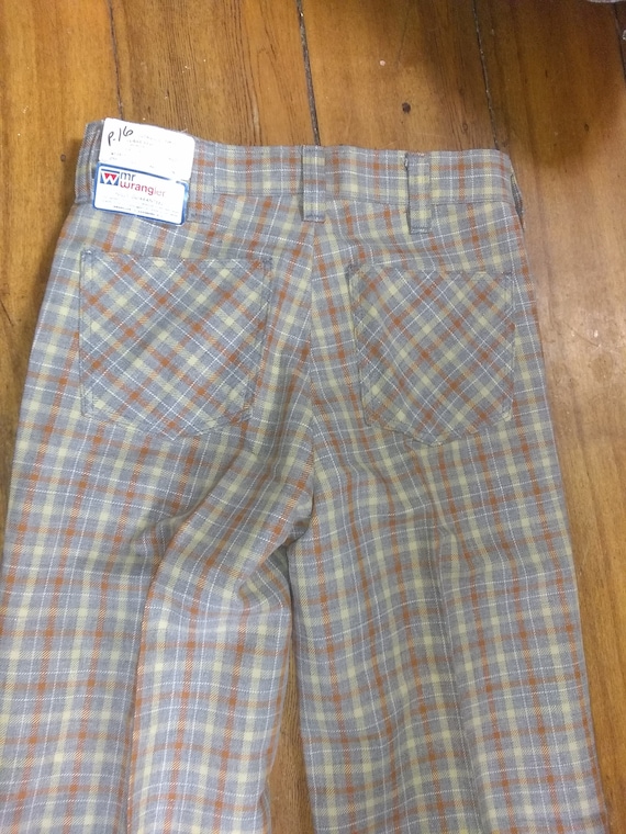 Wrangler 1970 plaid Vintage deadstock disco men jean … - Gem