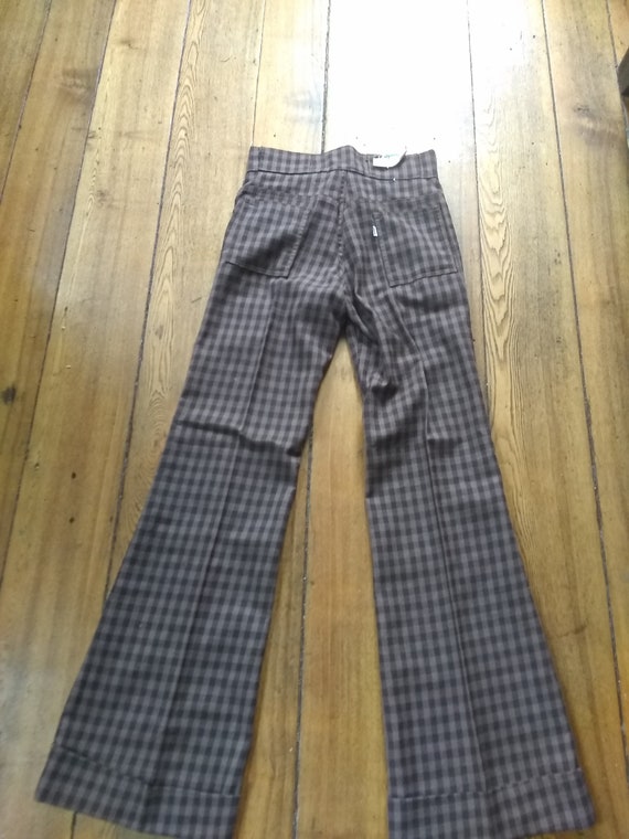 1970 plaid cuffed Vintage deadstock disco men jean US… - Gem
