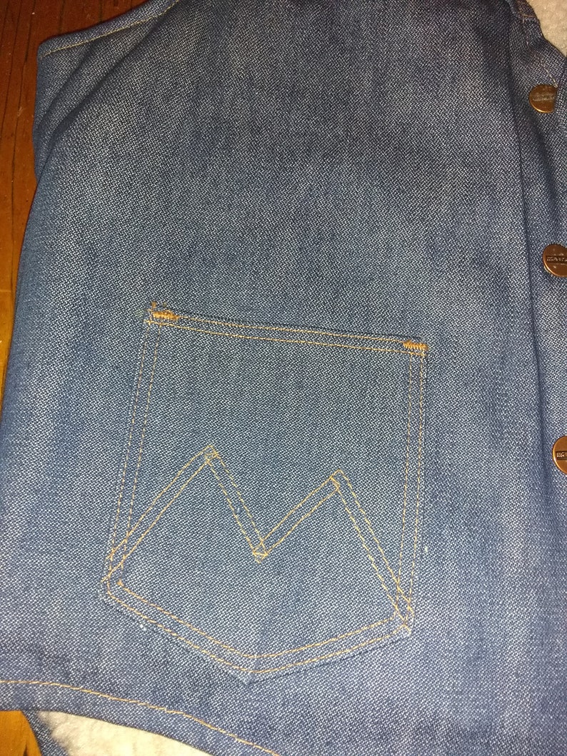 Maverick Deadstock Vintage Sheep Lined Vest 1970's Denim Unwashed Rigid ...