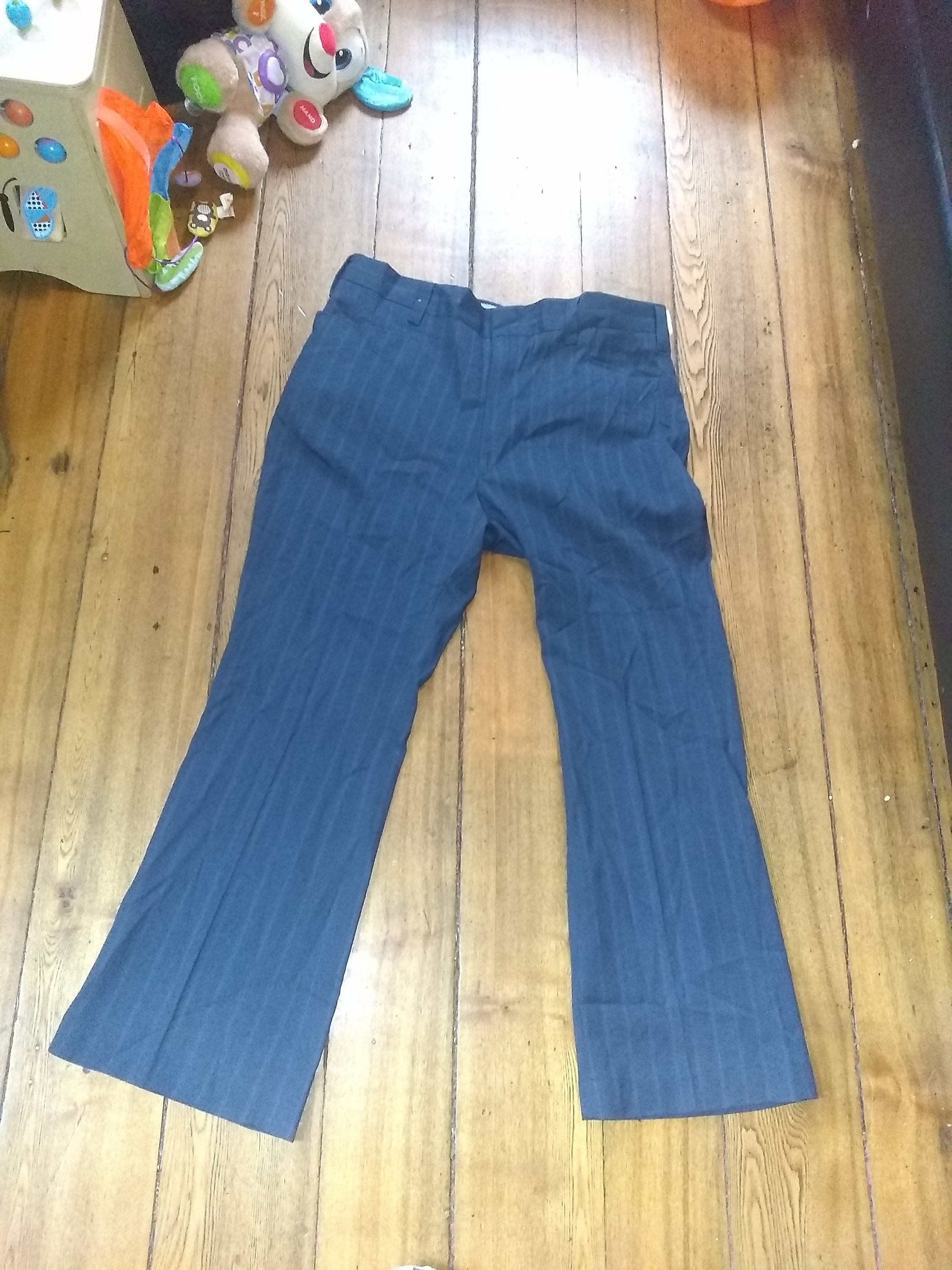 Deadstock Vintage Campus Striped Pant Flare Bellbottom Hi Rise Rayon ...