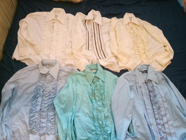 Vintage Ruffle Tuxedo Tux Shirts 1970s Wedding Prom Disco Retro Pimp ...