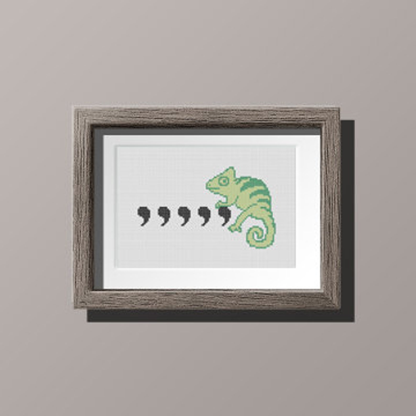 Comma Chameleon Punny Counted Cross-stitch PATTERN - Etsy