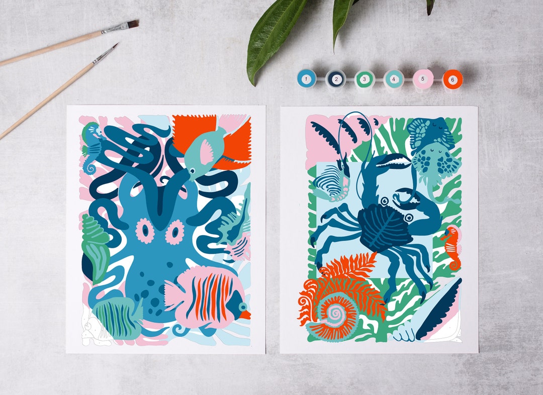 Sea Creatures Paint by Number Kit/painting Kit/decor Paint by Number ...