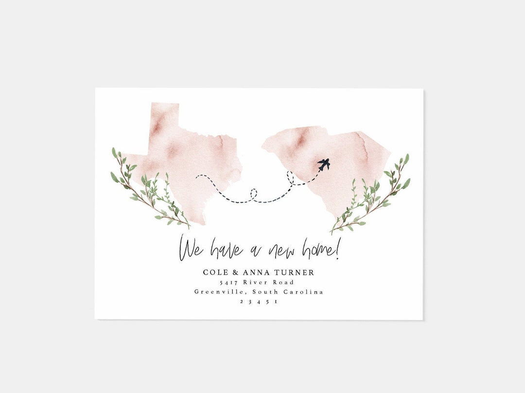 US States Moving Announcement Card/new Home/just Moved Card/new House ...