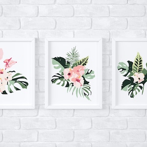 Tropical Florals Paint by Number Kit/tropical Color by Number Kit ...