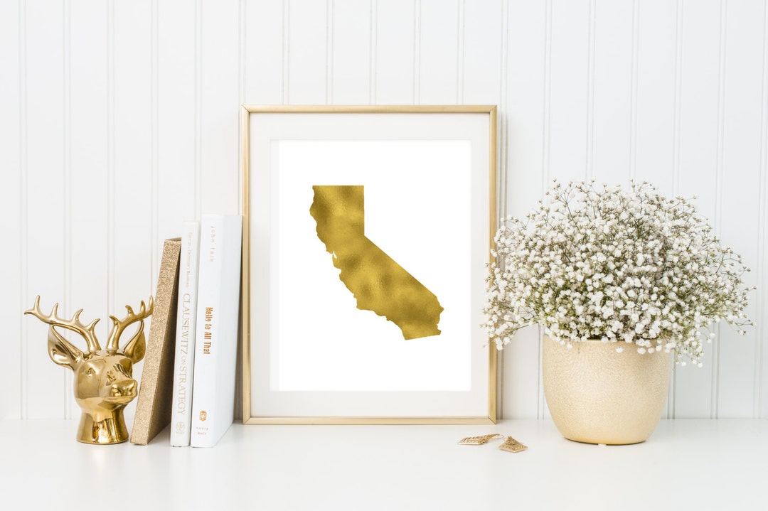 California Gold Foil Print/ CA State Print/ State Art/ Home - Etsy