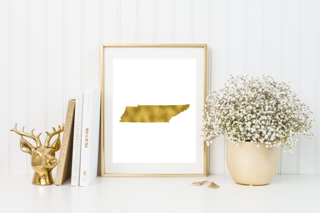 Tennessee Gold Foil Print/ TN State Print/ State Art/home State Print ...