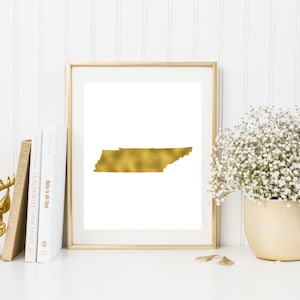 Tennessee Gold Foil Print/ TN State Print/ State Art/home State Print ...